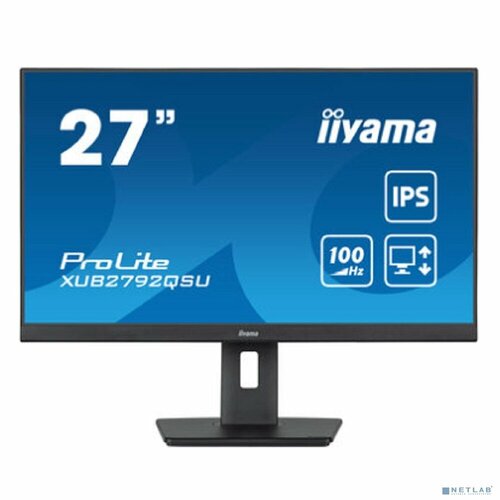 IIYAMA Монитор LCD IIYAMA 27" XUB2792QSU-B6 IPS 2560x1440 100hz 0.4ms HDMI DisplayPort USB M/M HAS Pivot чёрный