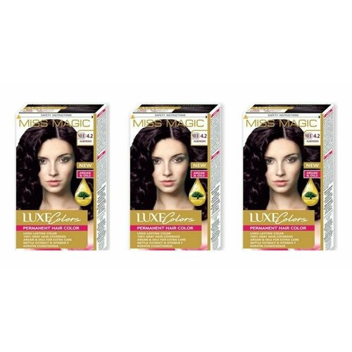 MISS MAGIC LUXE Colors Краска для волос, тон 103/4.2 Баклажан, 108 мл, 3 упаковки /