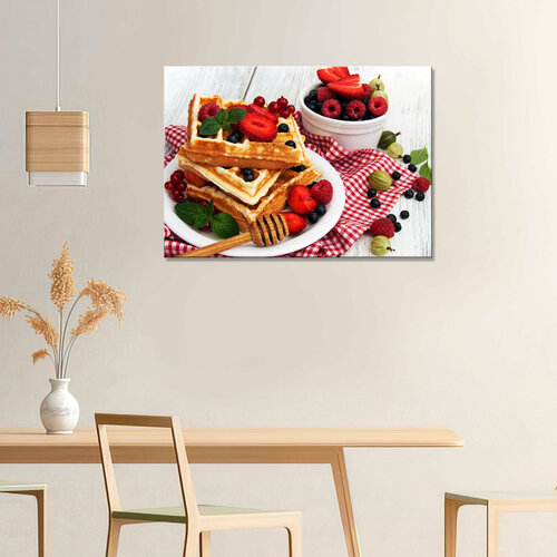 Картина/Картина на холсте для интерьера/Картина на стену/Картина для кухни/ - Вафли с ягодами(6) 40х60