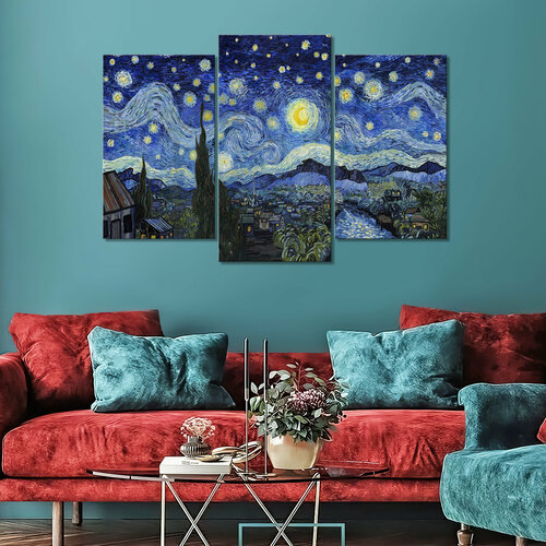 Модульная картина/Модульная картина на холсте/Модульная картина в подарок/ Звёздная ночь/Starry Night 120х80