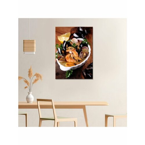Картина на холсте с подрамником Аппетитные морепродукты 17 60х80
