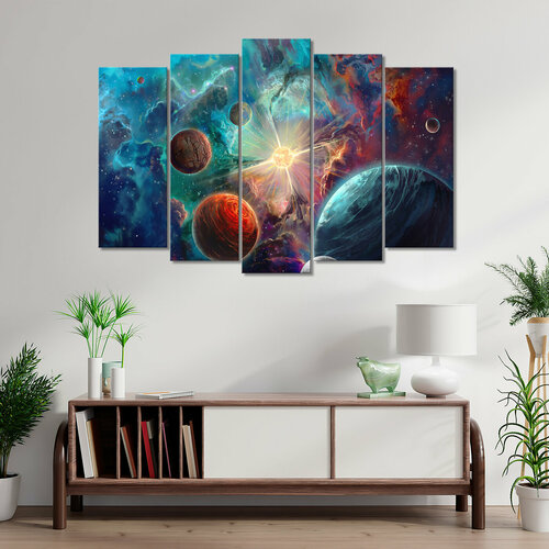 Модульная картина/Модульная картина на холсте/Модульная картина в подарок/ Планеты - Planets 150х100