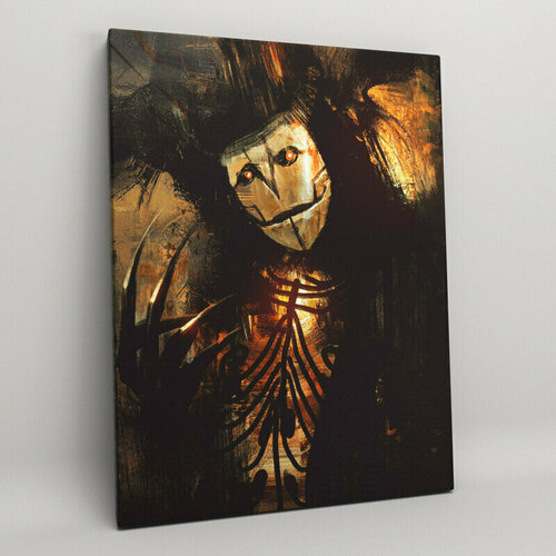 Картина на холсте (интерьерный постер) "Демон в маске - арт", с деревянным подрамником, размер 30x40 см