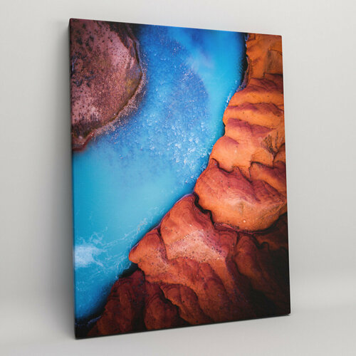 Картина на холсте (интерьерный постер) "Голубая река в каньоне", с деревянным подрамником, размер 30x40 см