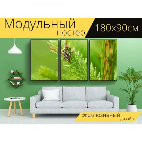 Модульный постер "Оса, шершень, насекомое" 180 x 90 см. для интерьера