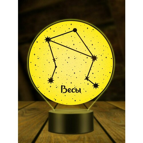 Ночник Созвездие Весы, ночная лампа, 3Д светильник, знак зодиака
