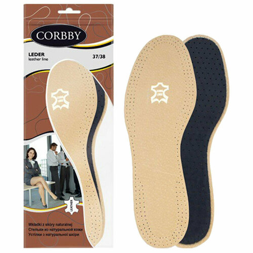 Двухслойные стельки CORBBY Leder Latex leather line из натуральной кожи и латексной пены. (37-38)