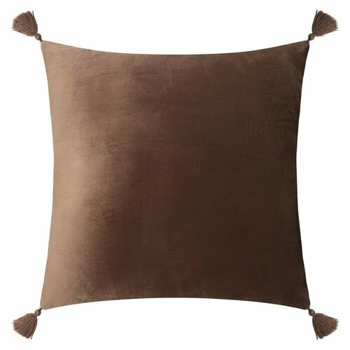 Чехол на подушку с кисточками Этель цвет кофе, 45х45 см, 100% п/э, велюр