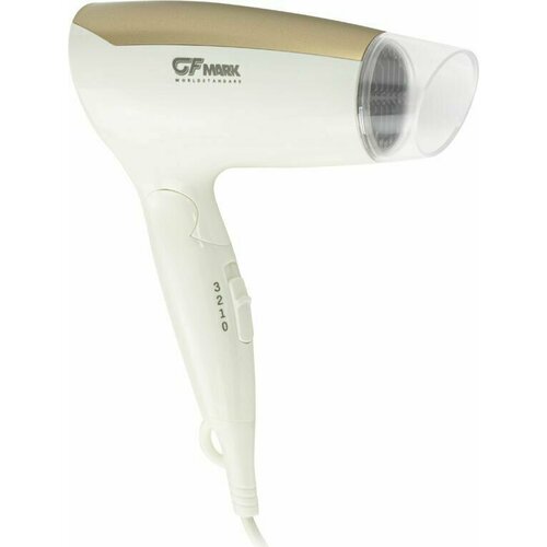 GFmark - Фен для волос в ванную комнату без креплений, переносной, белый с золотом 1600W