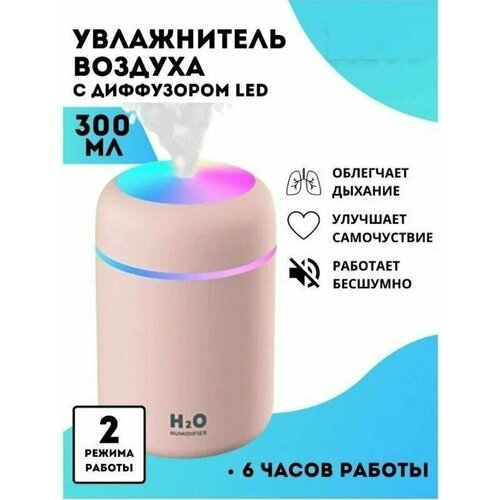 Увлажнитель воздуха H2O / Аромадиффузор-ночник/Ультразвуковой освежитель-увлажнитель воздуха с подсветкой / ночник, Серый