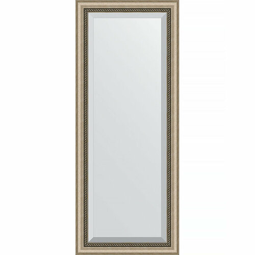 Зеркало Evoform Exclusive 143х58 BY 1162 с фацетом в багетной раме - Состаренное серебро с плетением 70 мм