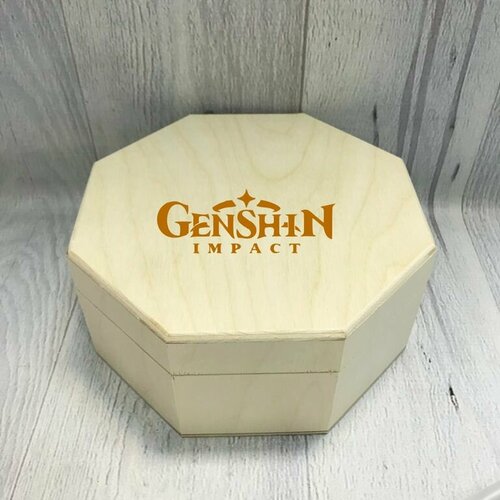 Шкатулка с гравировкой Genshin Impact, Геншин Импакт №1, 18 см