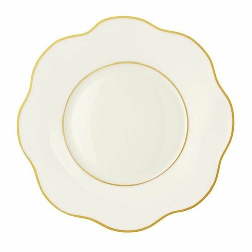 Тарелка для подачи хлеба и сервировки стола фарфоровая Le Coq Anemone Ivory Gold, 15 см, белая-золотистая