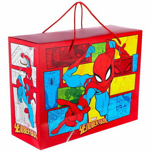 Пакет-коробка, 40 x 30 x 15 см, Человек-паук