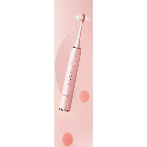 Зубная щетка QX-A5. Электрическая, звуковая, перезаряжаемая с насадками + кейс, розовая