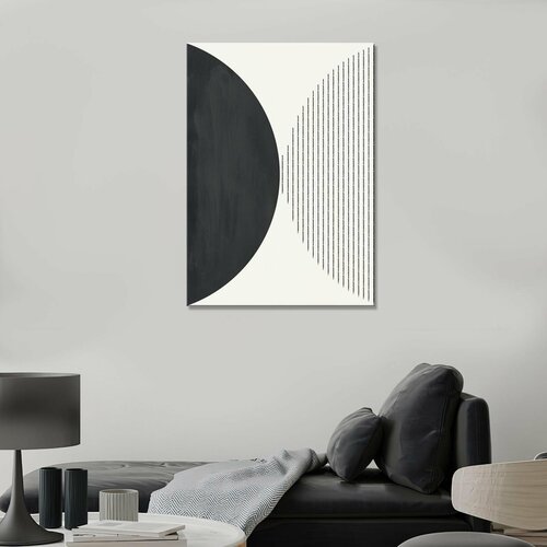 Картина на холсте для интерьера - "Чёрно-белые круги 20х30"