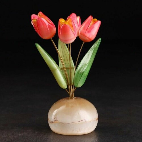 Сувенир Ваза Тюльпан, 5 цветков, селенит, малая, селенит
