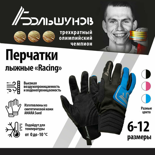 Перчатки Александр Большунов, размер 8, черный, синий