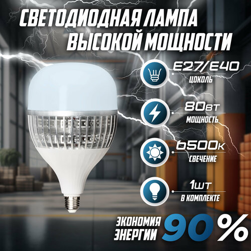 Лампа высокой мощности "ProСвет" Т135, 80Вт, 6500К