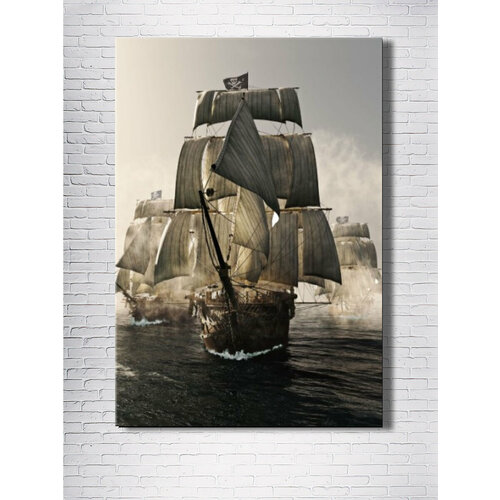 Картина на холсте для интерьера на стену - Пиратский корабль 30х40
