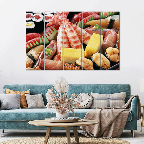 Модульная картина/Модульная картина на холсте/Модульная картина в подарок/роллы и суши-rolls and sushi150х100