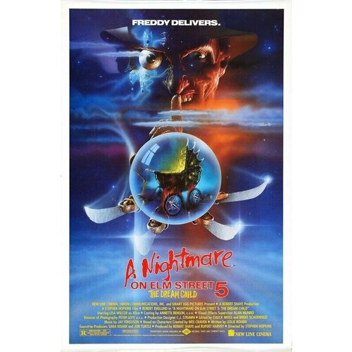 Плакат, постер на бумаге Кошмар на улице Вязов 5: Дитя сна (A Nightmare on Elm Street The Dream Child), Стивен Хопкинс. Размер 42 х 60 см