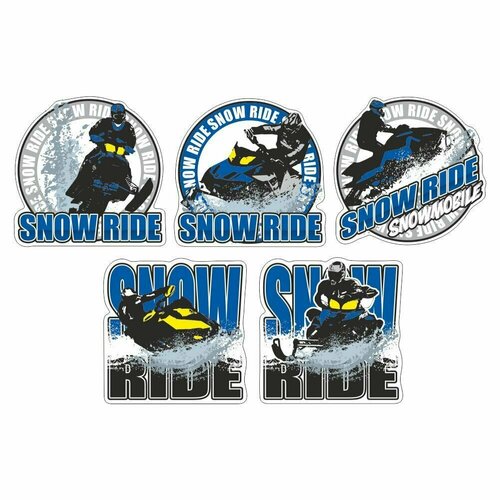Наклейка "Снегоходы", 150х150мм, ассорти 5 видов, синий, Арт рэйсинг