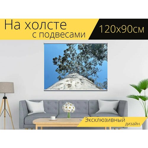 Картина на холсте "Ствол, перспектива, дерево" с подвесами 120х90 см. для интерьера