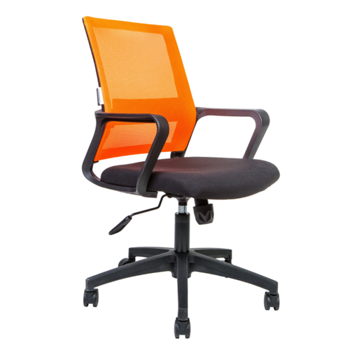 Кресло офисное Norden Бит LB / черный пластик / оранжевая сетка / черная ткань