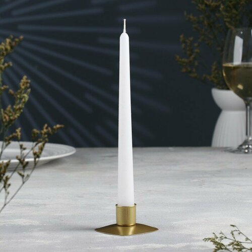 Подсвечник "Квадрат" металл на одну свечу, 7х3 см, золотой