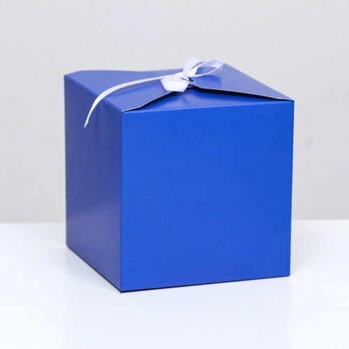 Коробка складная, квадратная, синяя, 12 х 12 х 12 см,