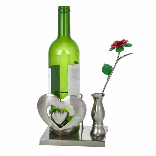 Подставка для бутылки металлическая "Романтика" | элементы декора держатель дизайнерский для вина | сталь патина ручная работа