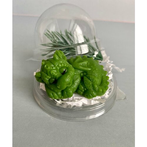 Мыло мини дракон в куполе зеленый - подарок на Новый Год