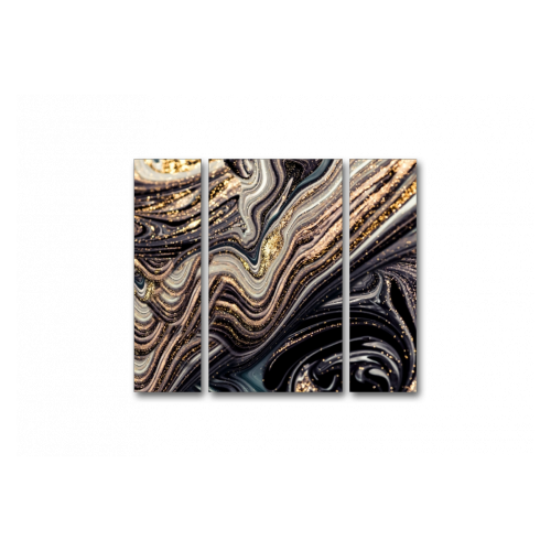 Модульная картина на стекле | Diva Kartina | Абстракция Мрамор. Серо-розовые Волны | 80X70 см