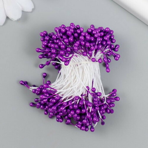 Тычинки для цветов "Капельки глянец фиолет" набор 300 шт длина 6 см