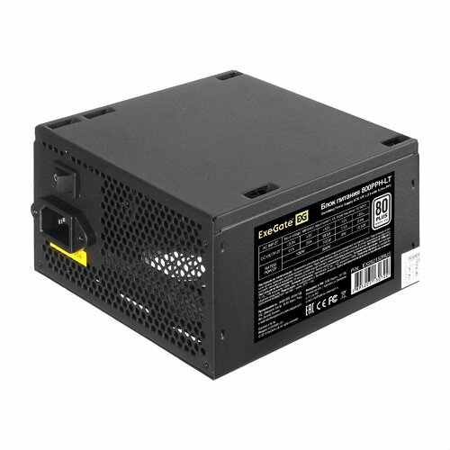 Блок питания EXEGATE 80 PLUS® 800PPH-LT-OEM (ATX, APFC, SC, КПД 82% (80 PLUS), 12cm fan, 24pin, (4+4)pin, PCIe, 5xSATA, 3xIDE, кабель 220V с