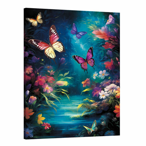 Интерьерная картина 50х70 "Волшебные крылья: Мир бабочек"