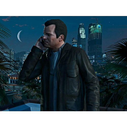 Плакат, постер на бумаге Grand Theft Auto 5-Майкл/игровые/игра/компьютерные герои персонажи. Размер 42 х 60 см