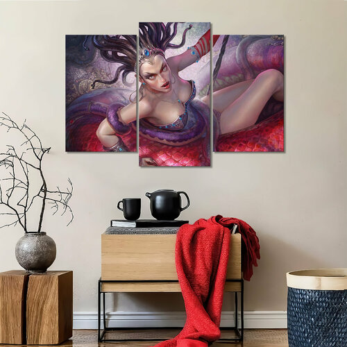 Модульная картина/Модульная картина на холсте/Модульная картина в подарок/Gorgon Medusa art - Горгона Медуза арт 150х100