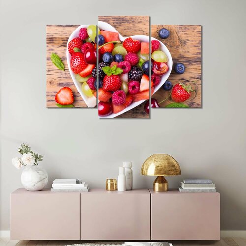 Модульная картина/Модульная картина на холсте/Модульная картина в подарок/милая тарелка с ягодами-nice plate with berries 120х80