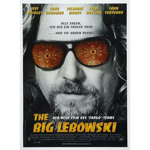 Плакат, постер на холсте Большой Лебовски (The Big Lebowski, 1998г). Размер 21 х 30 см