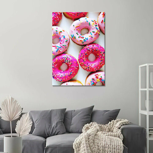 Картина/Картина на холсте для интерьера/Картина на стену/Картина для кухни/ - Пончики в розовой глазури 30х40