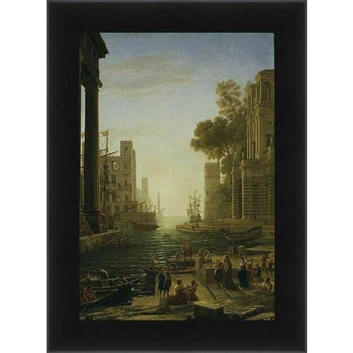 Плакат, постер на бумаге Landscape with the Embarkment of Saint Paula Romana in Ostia 1639-1640. Лоррен Клод. Размер 42 на 60 см