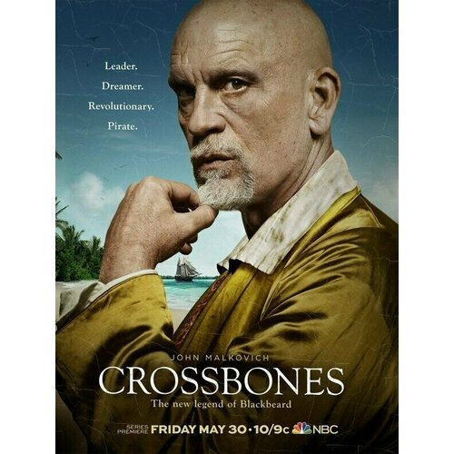 Плакат, постер на холсте Череп и кости (Crossbones), Дэниэл Эттиэс, Киаран Доннелли, Деран Сарафян. Размер 21 х 30 см