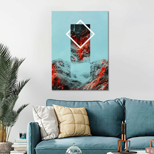 Картина интерьерная-вулкан на голубом фоне геометрия 60х80