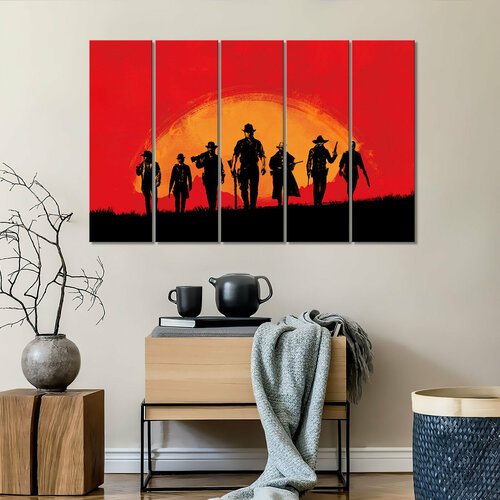 Модульная картина/Модульная картина на холсте/Модульная картина в подарок/ Ред Дед Редемшин 2 (2)/Red Dead Redemption 2 (2) 125х80