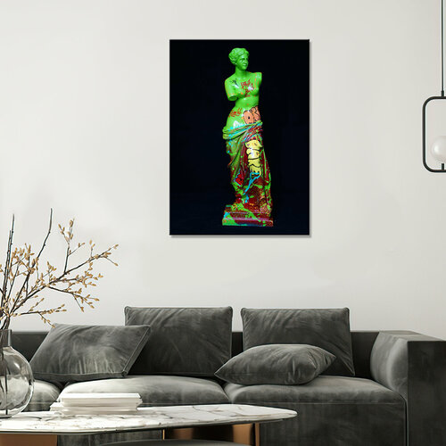 Интерьерная картина на холсте - Скульптура зелёная Венера граффитИ20х30