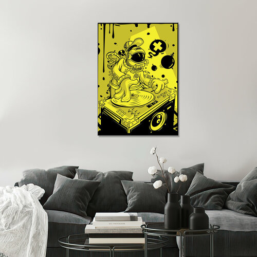 Интерьерная картина на холсте - Астронавт-диджей жёлтый арт 40х60