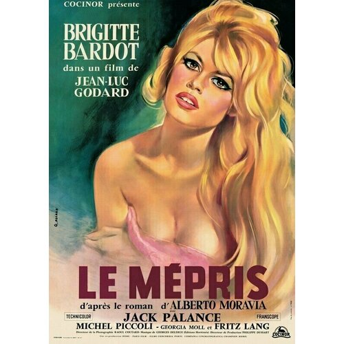 Плакат, постер на холсте Презрение (Le mepris), Жан-Люк Годар. Размер 60 х 84 см