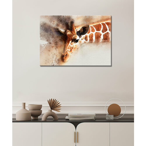 Картина - Жираф, жираф красками, арт жираф, пятнистый жираф (17) 60х80